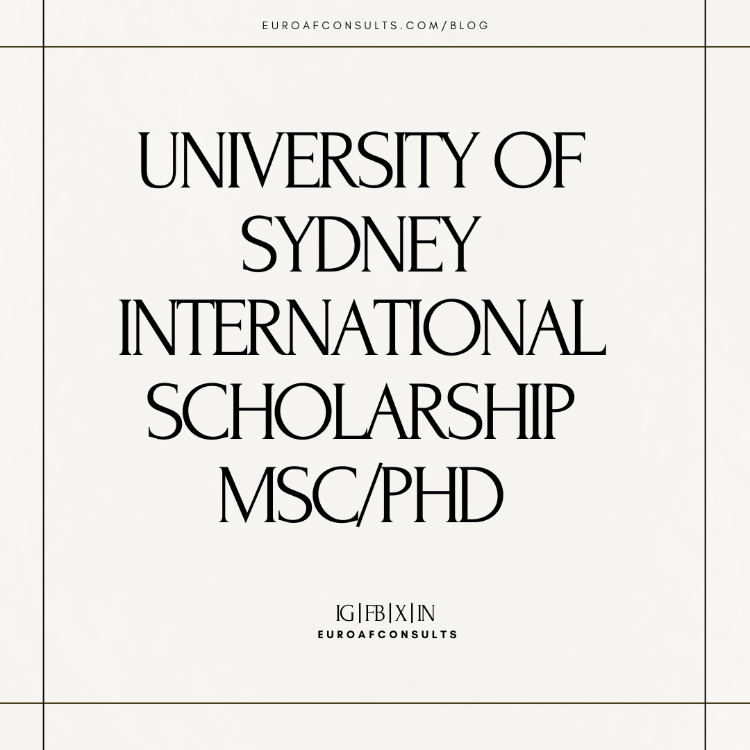 University of Sydney International Scholarship MSc/PhD
